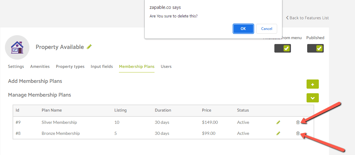 Deleting Membership Plans – Zapable App Builder